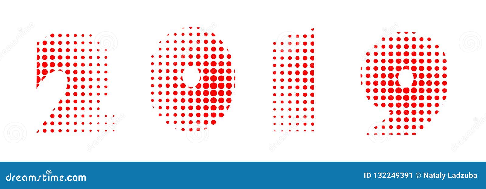 Numbers 2019 in Pop Art Style Stock Illustration - Illustration of card ...