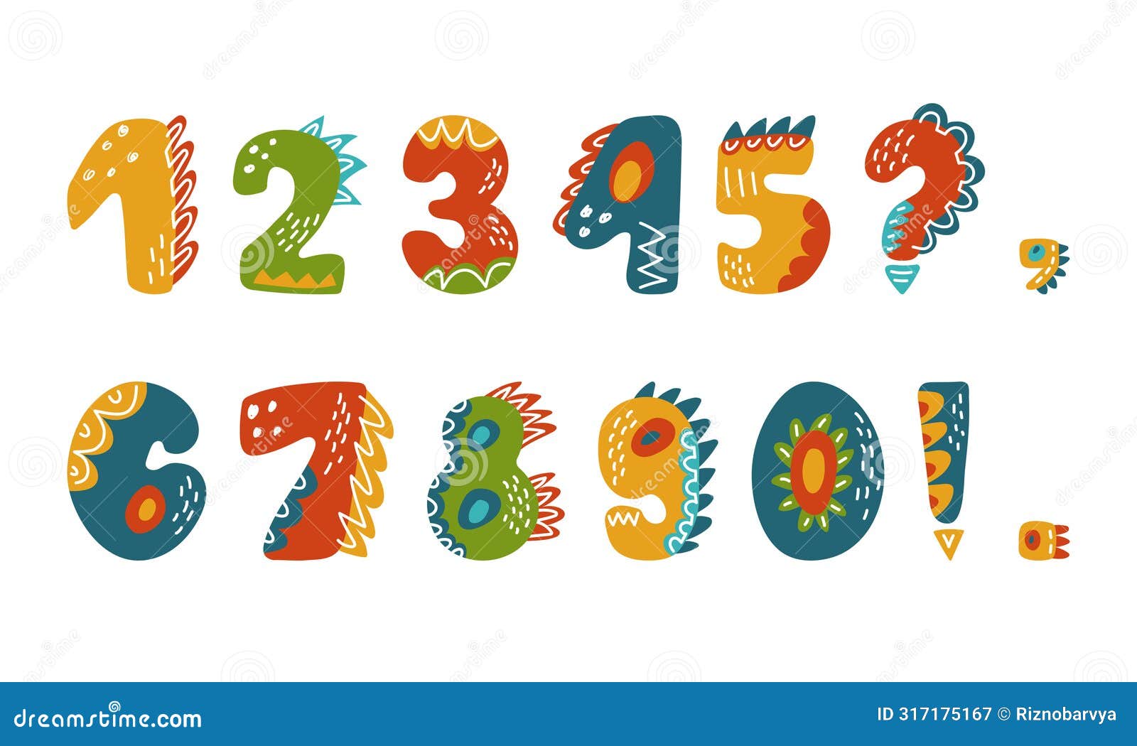 Dino Exclamation And Question Mark With Spikes As Punctuation Sign ...