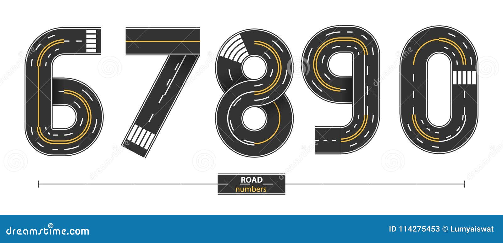 Numbers Road in a Set 67890 Stock Vector - Illustration of street ...