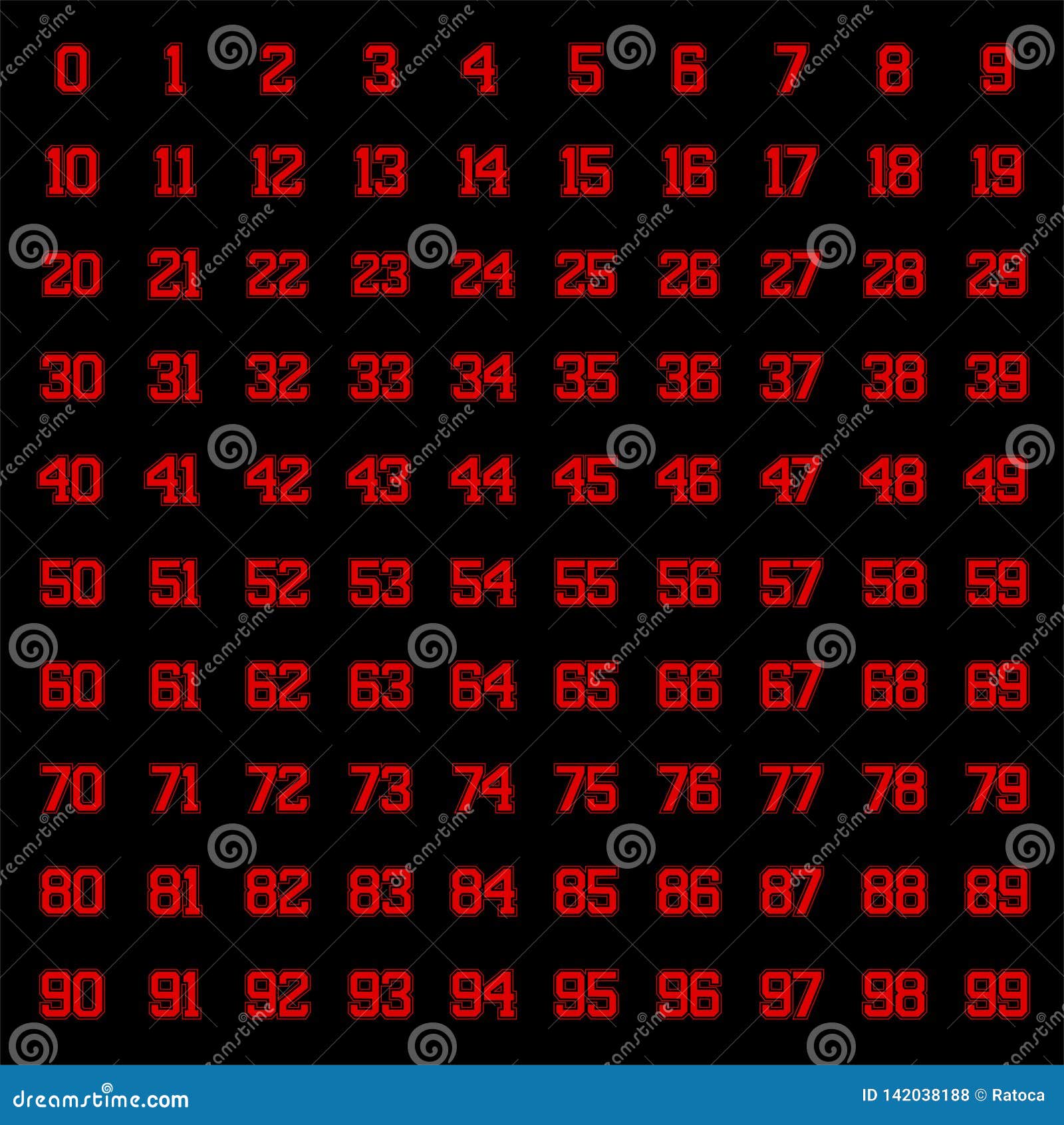 100 Numbers with 80`s Style Design Stock Vector - Illustration of font ...