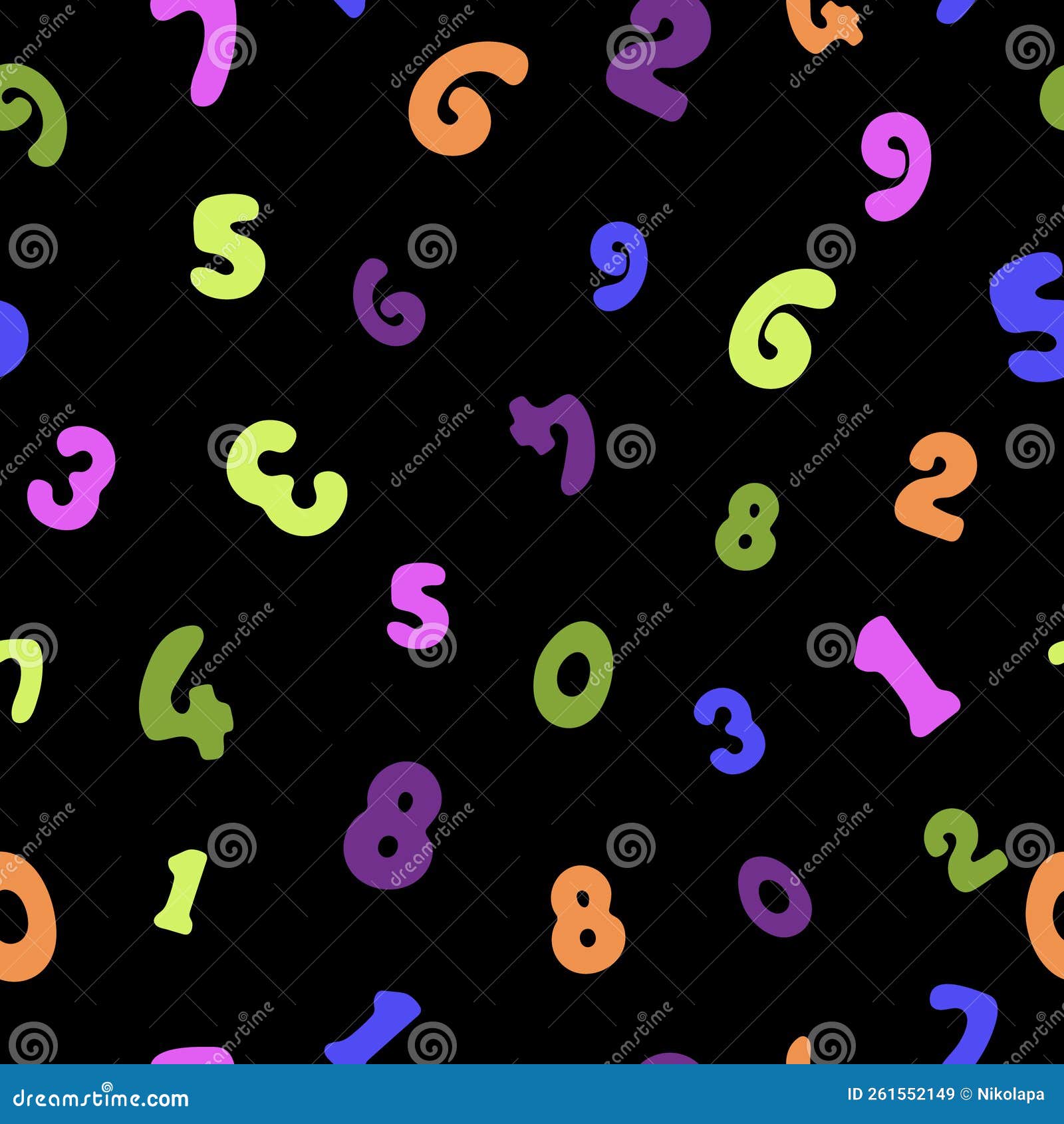 Numbers Seamless Pattern. Colored Numeral Stock Vector - Illustration ...