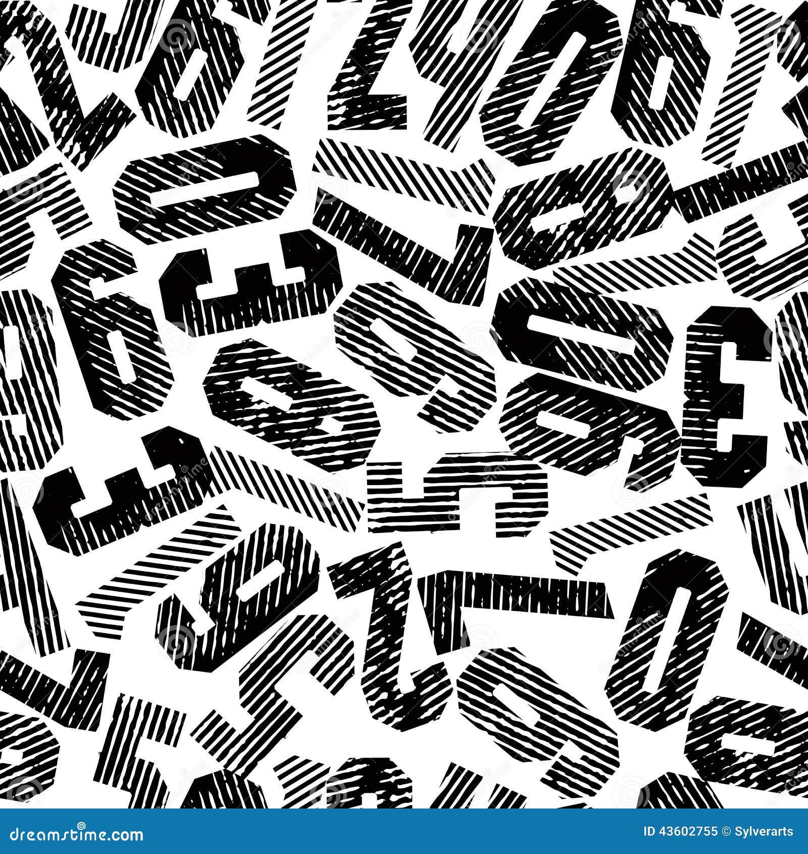 Numbers Seamless Pattern with Halftone Dots Print Textures. Stock ...