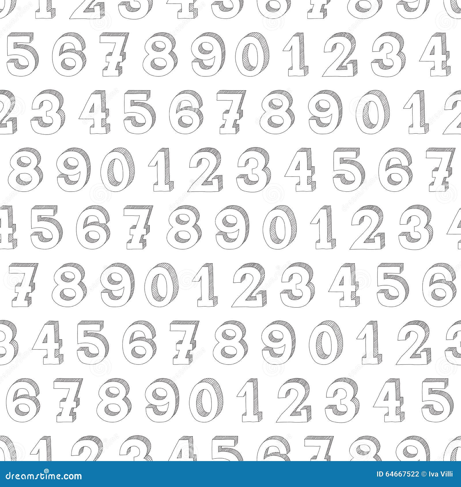 Numbers seamless pattern stock vector. Illustration of hand - 64667522