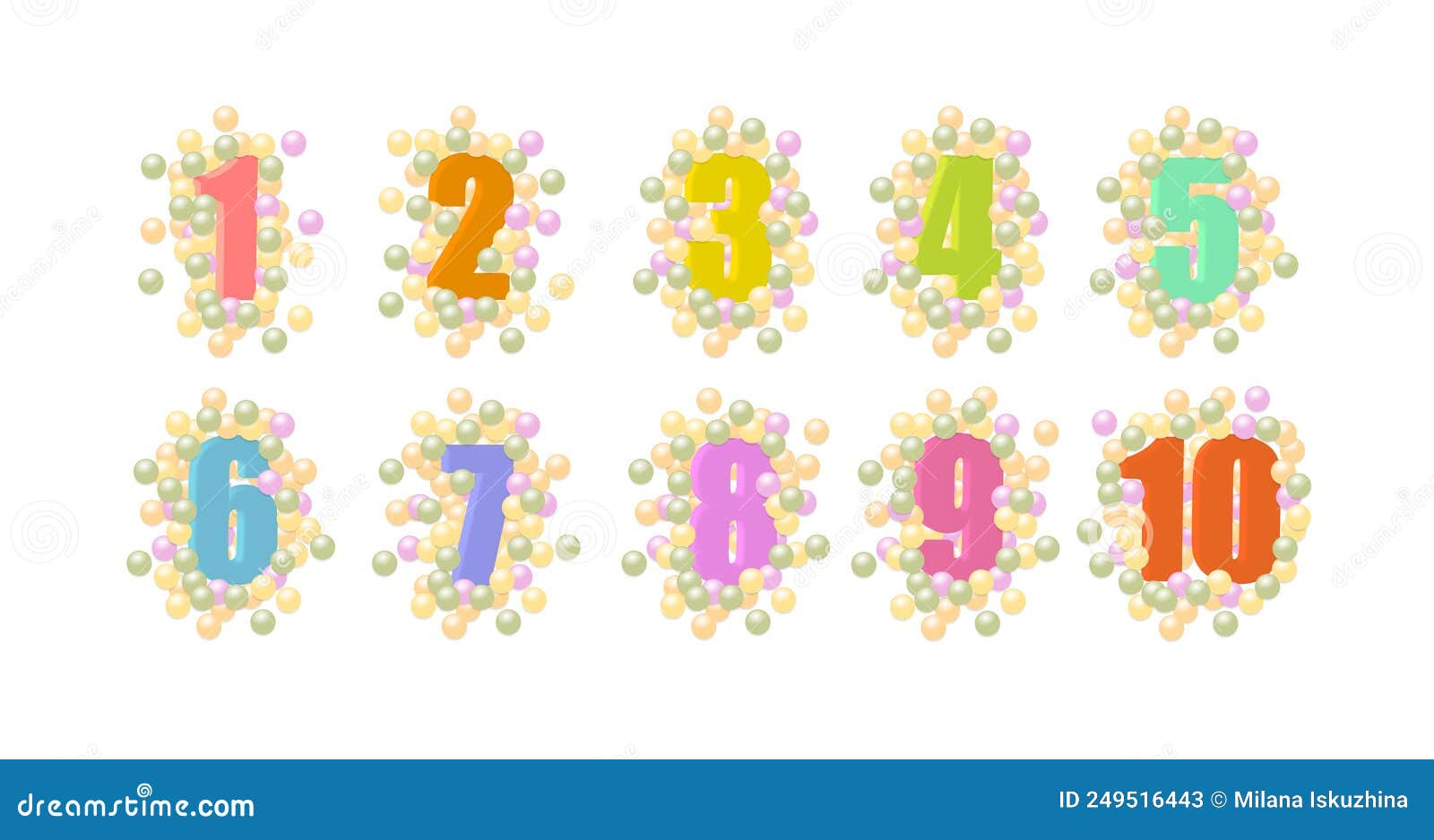 Numbers Set in Colored Balls. Stock Vector - Illustration of ...