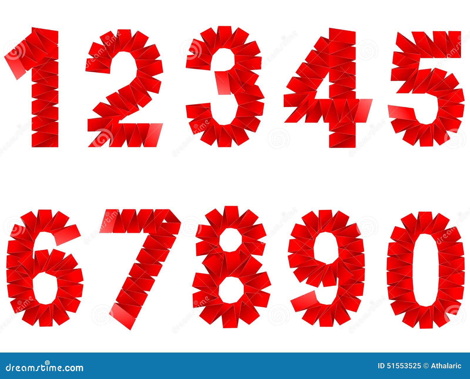 Numbers Set Folded Paper Sign Stock Vector - Illustration of ribbon ...