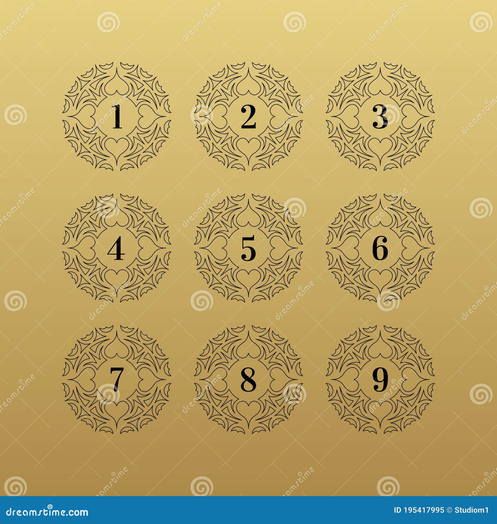 Numbers Set. Frames in Linear Style Stock Vector - Illustration of ...