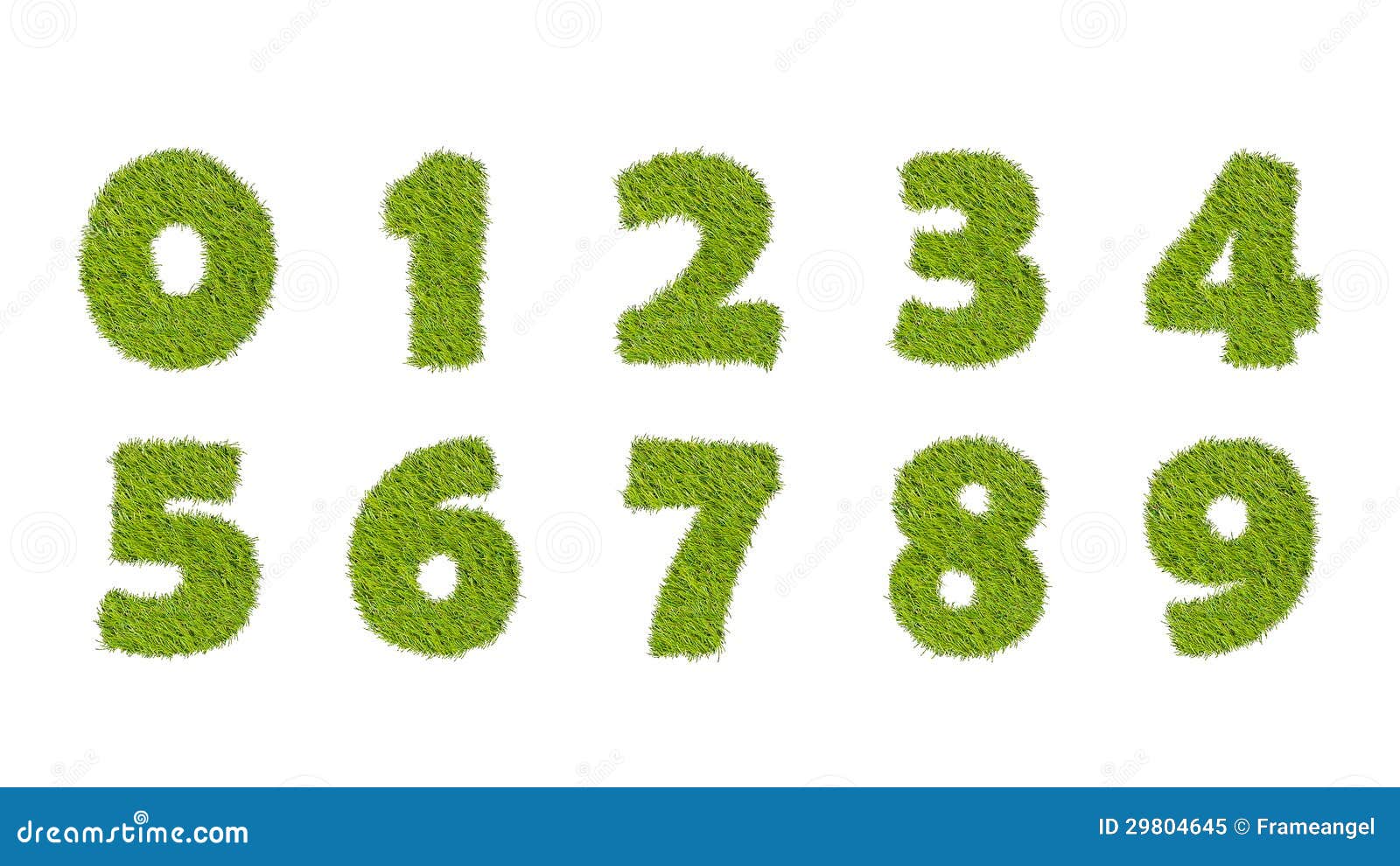 Numbers Set from the Green Grass, Isolated on White Stock Image - Image ...