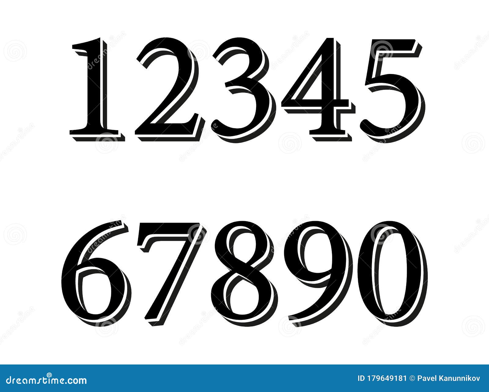 Numbers Set Hipster, Parallel Offset Thin Intersection Lines Style Idea ...