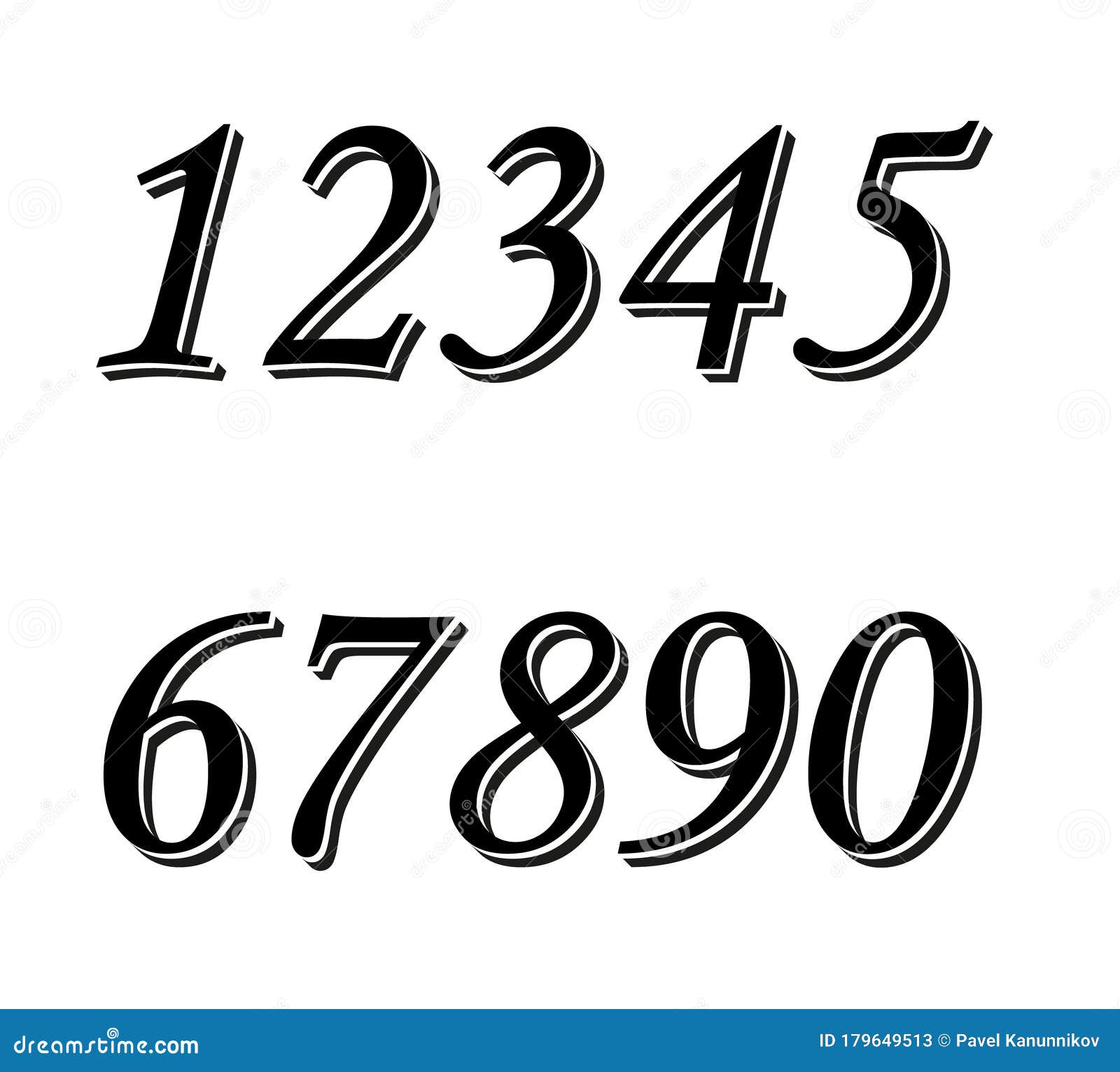 Numbers Set Hipster, Parallel Offset Thin Intersection Lines Style Idea ...