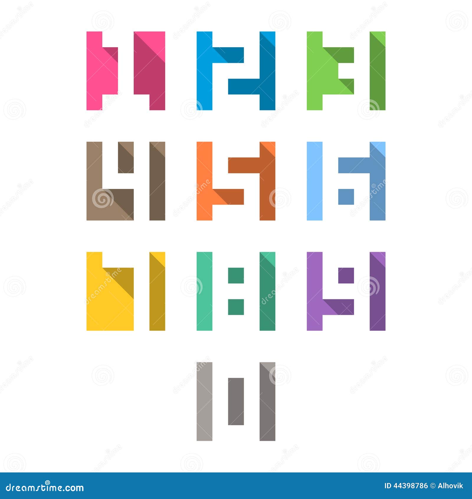 Numbers Set, Long Shadow Style Stock Vector - Illustration of option ...