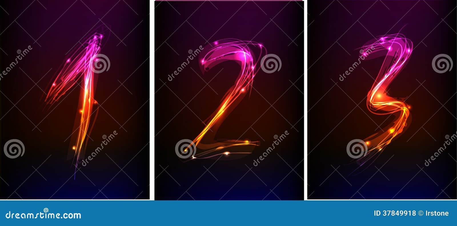 Numbers Set Made of Neon Light Stock Vector - Illustration of font ...