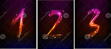 Numbers Set Made of Neon Light Stock Vector - Illustration of font ...