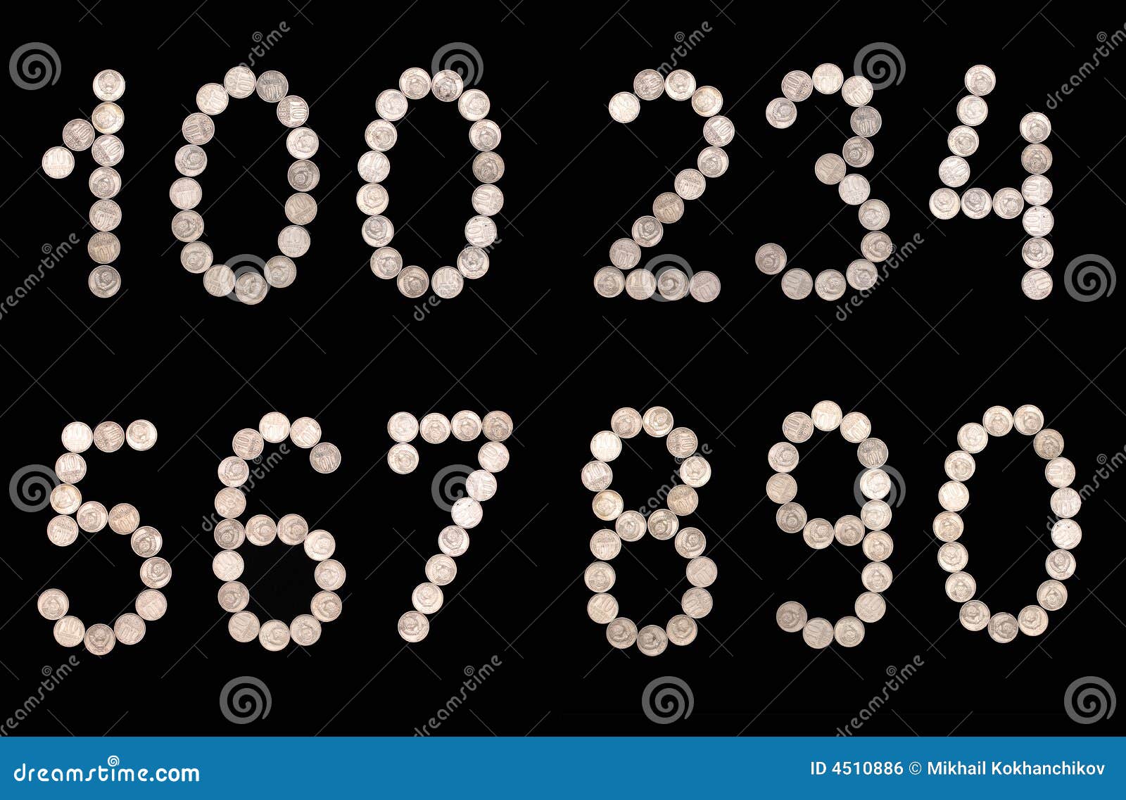 Numbers set of money coins stock photo. Image of design - 4510886