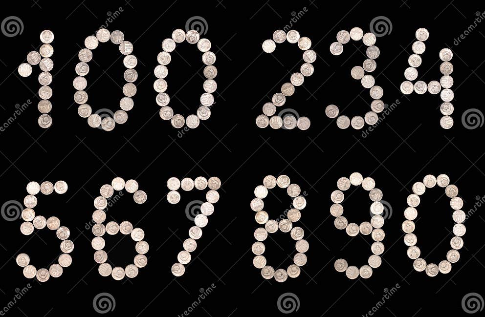 Numbers set of money coins stock photo. Image of design - 4510886