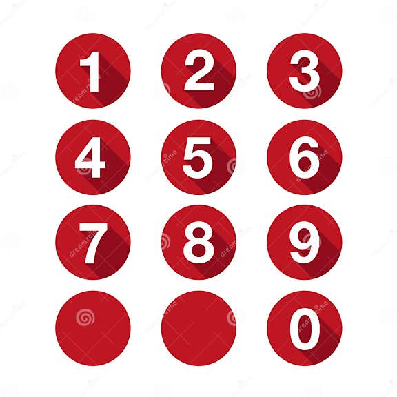Numbers Set Red. Vector Flat Design Stock Vector - Illustration of flat ...