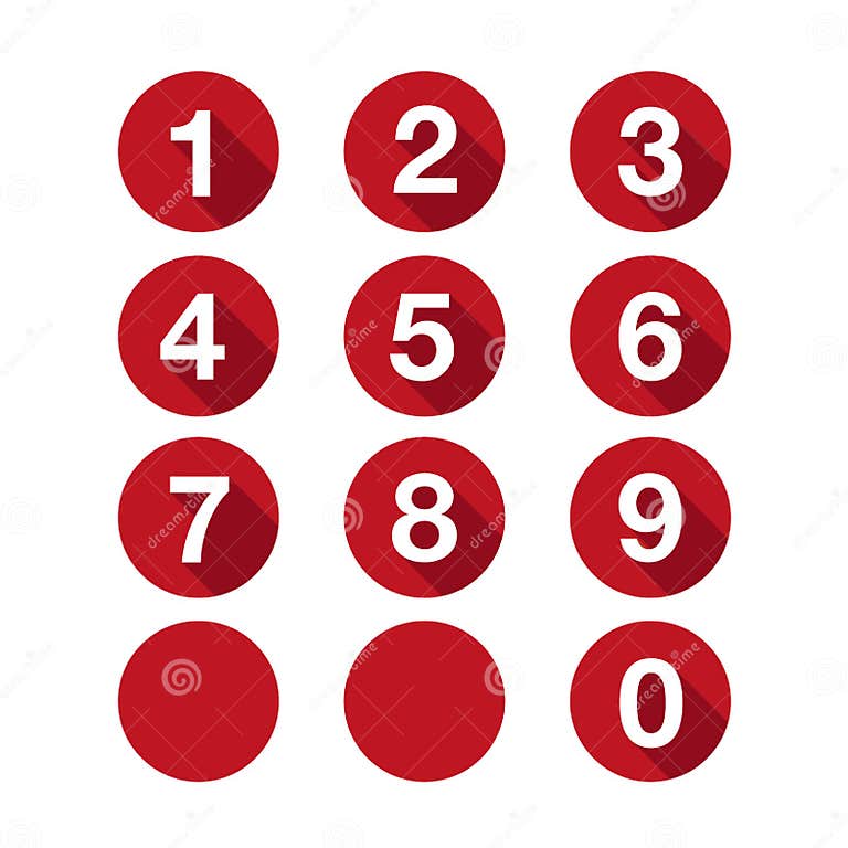 Numbers Set Red. Vector Flat Design Stock Vector - Illustration of flat ...