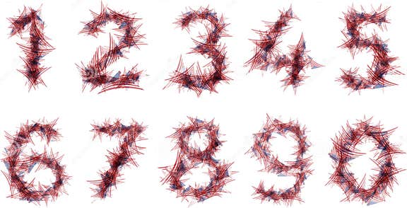 Numbers Set from Sharp Bristle Triangular USA Flags Stock Vector ...