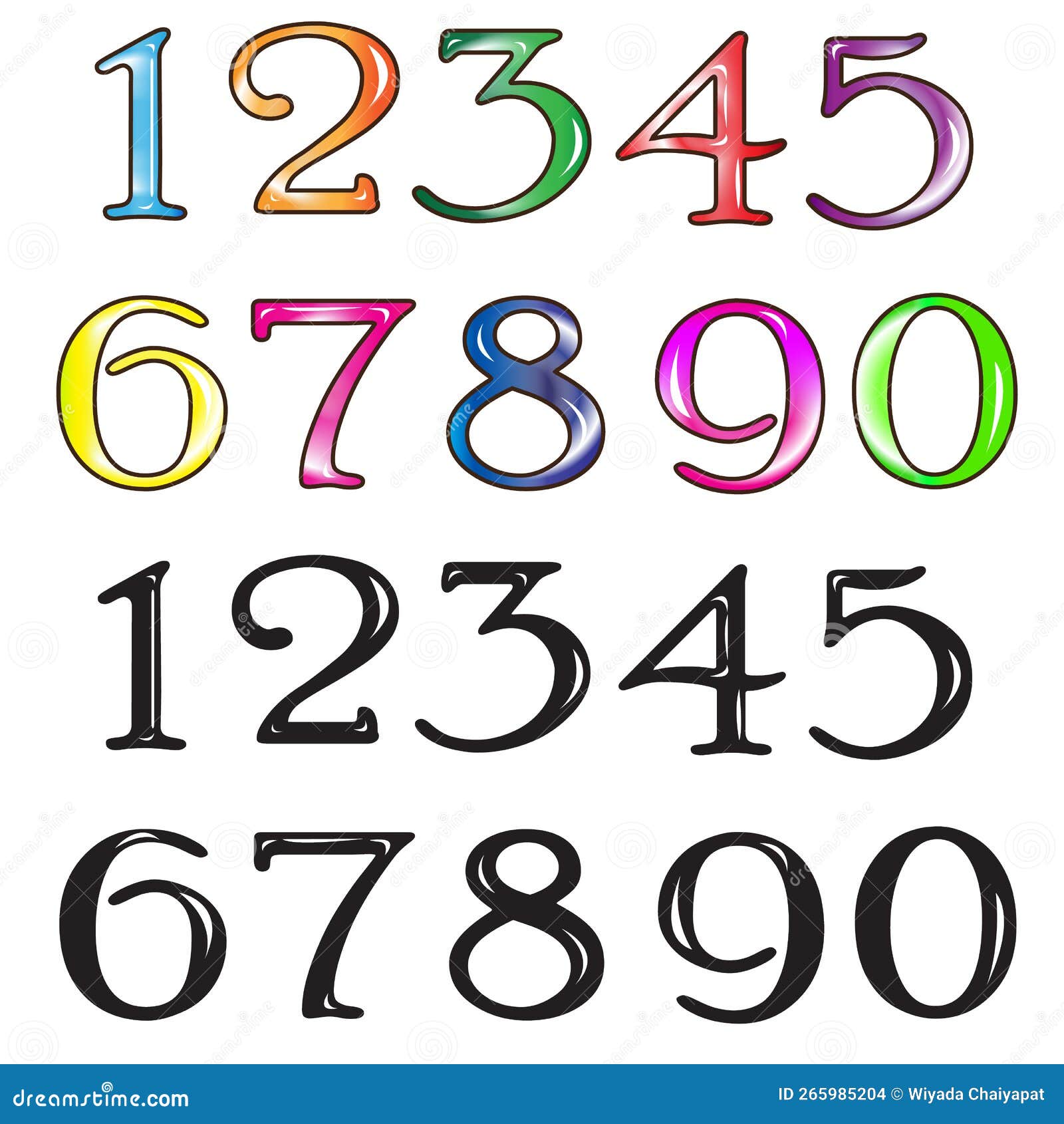 Numbers with Shadow on White Background Stock Illustration ...
