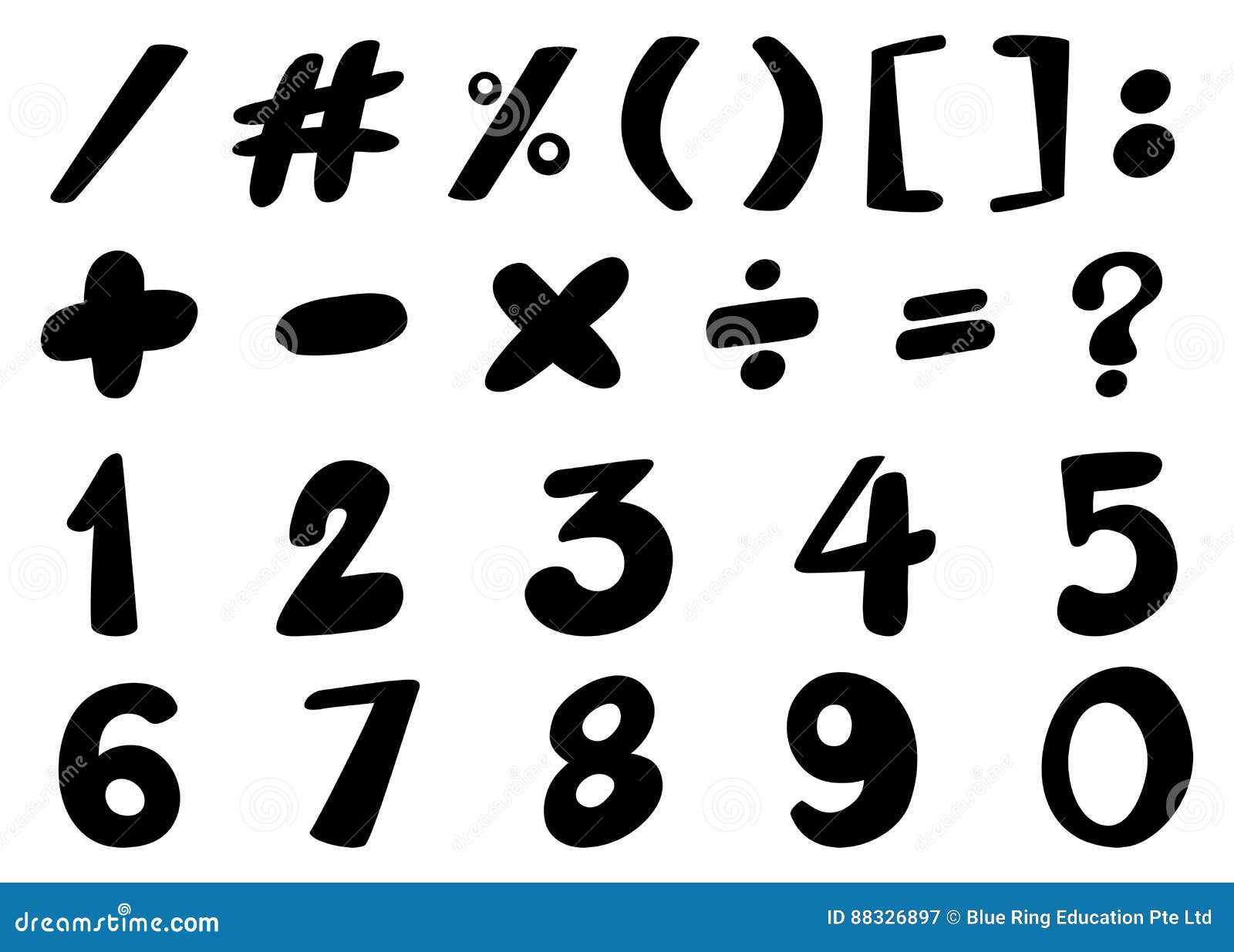 Numbers and Signs in Black Color Stock Vector - Illustration of numbers ...