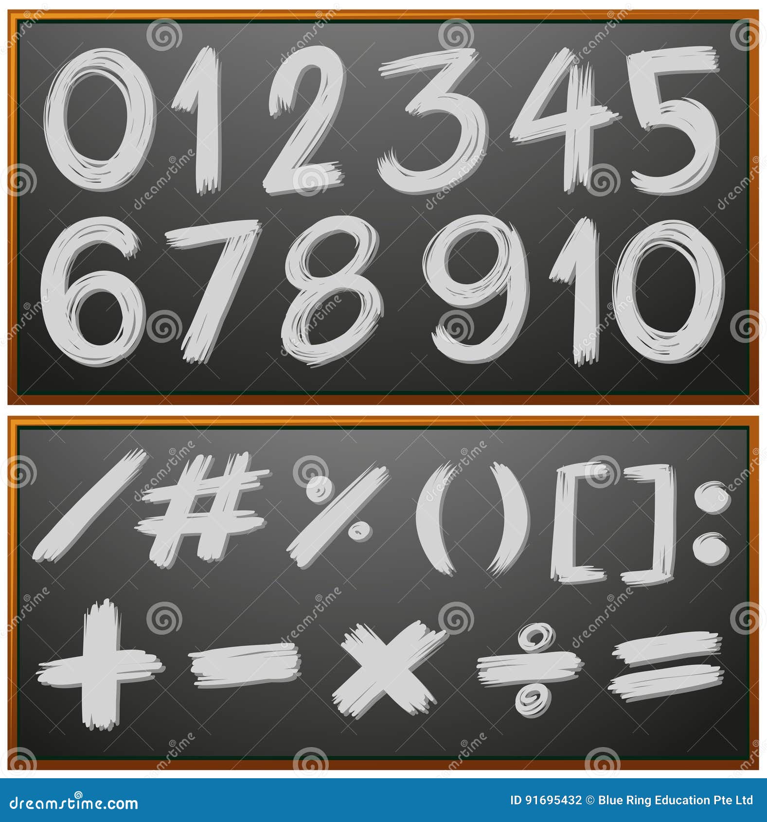 Numbers and Signs on Blackboard Stock Vector - Illustration of four ...
