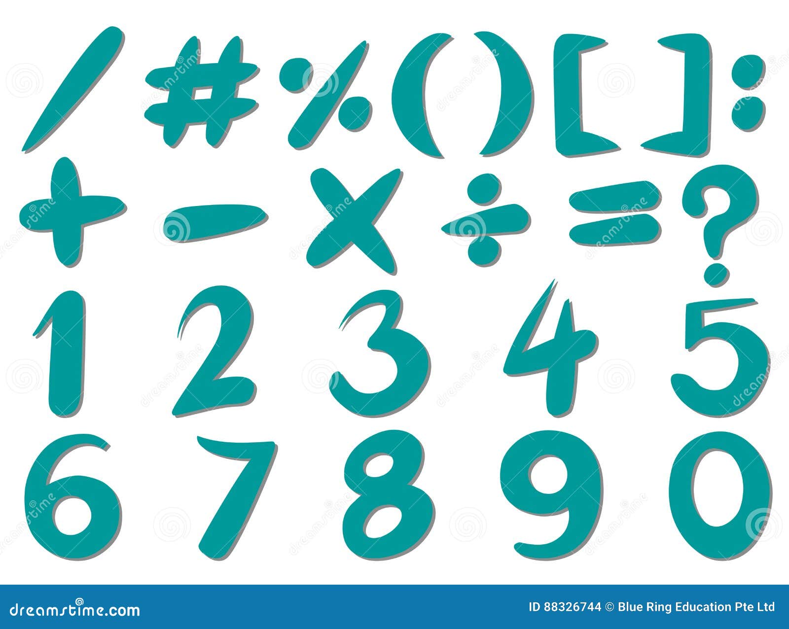 Numbers and Signs in Blue Color Stock Vector - Illustration of five ...