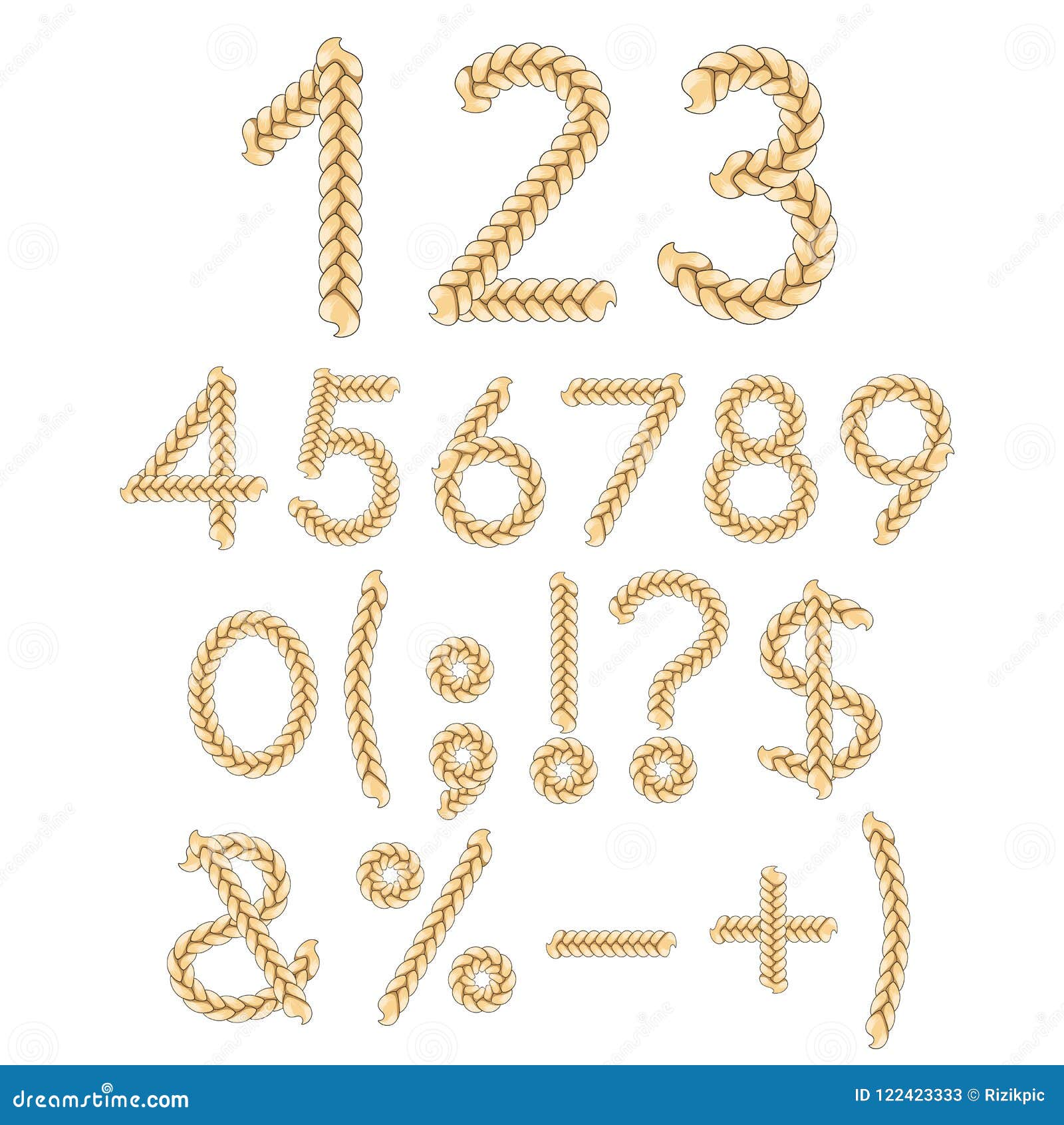 Braids Font. Alphabet Made From Hairstyle Plaits. Braided Hair Font ...