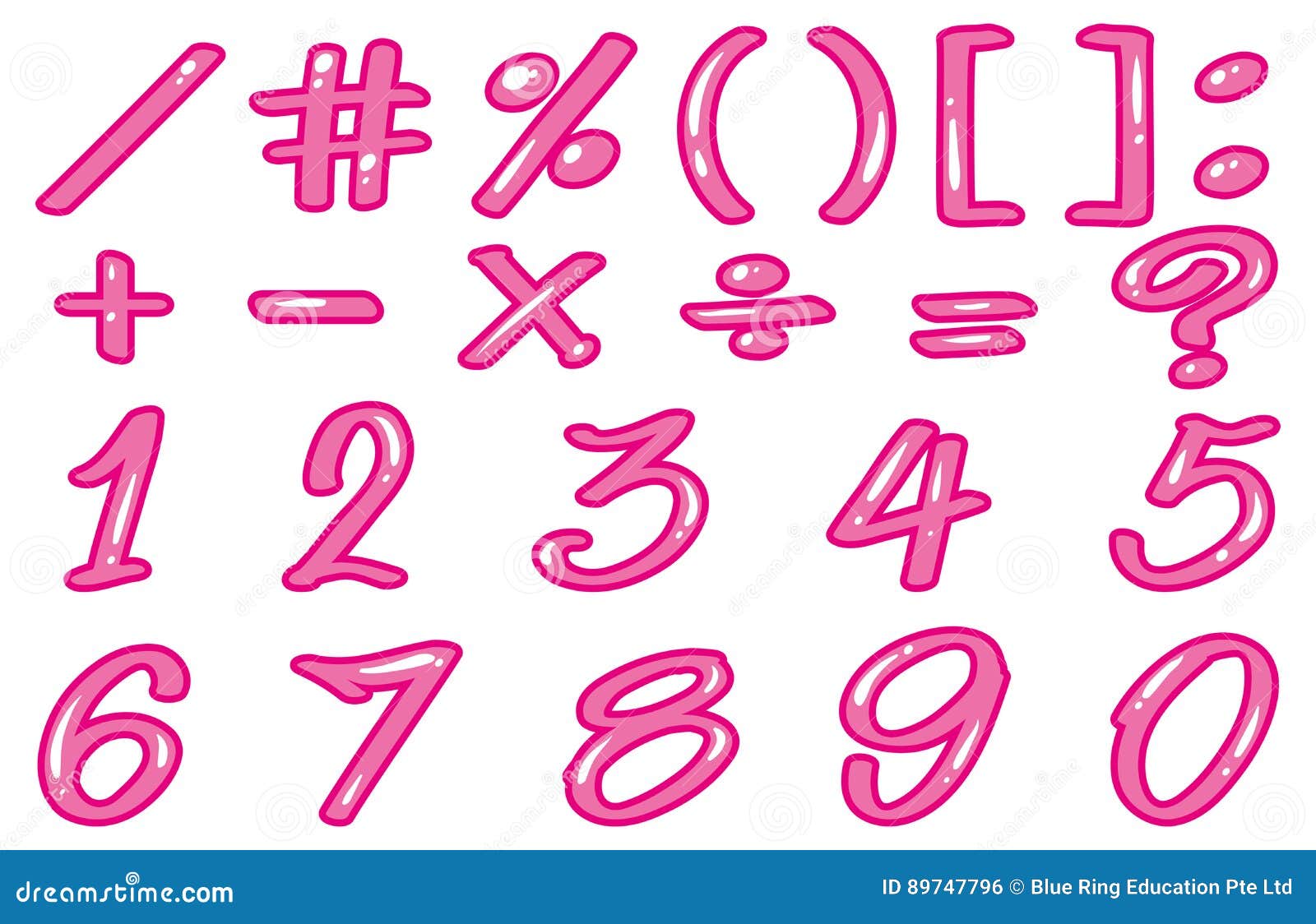 Numbers and signs in pink stock vector. Illustration of background ...