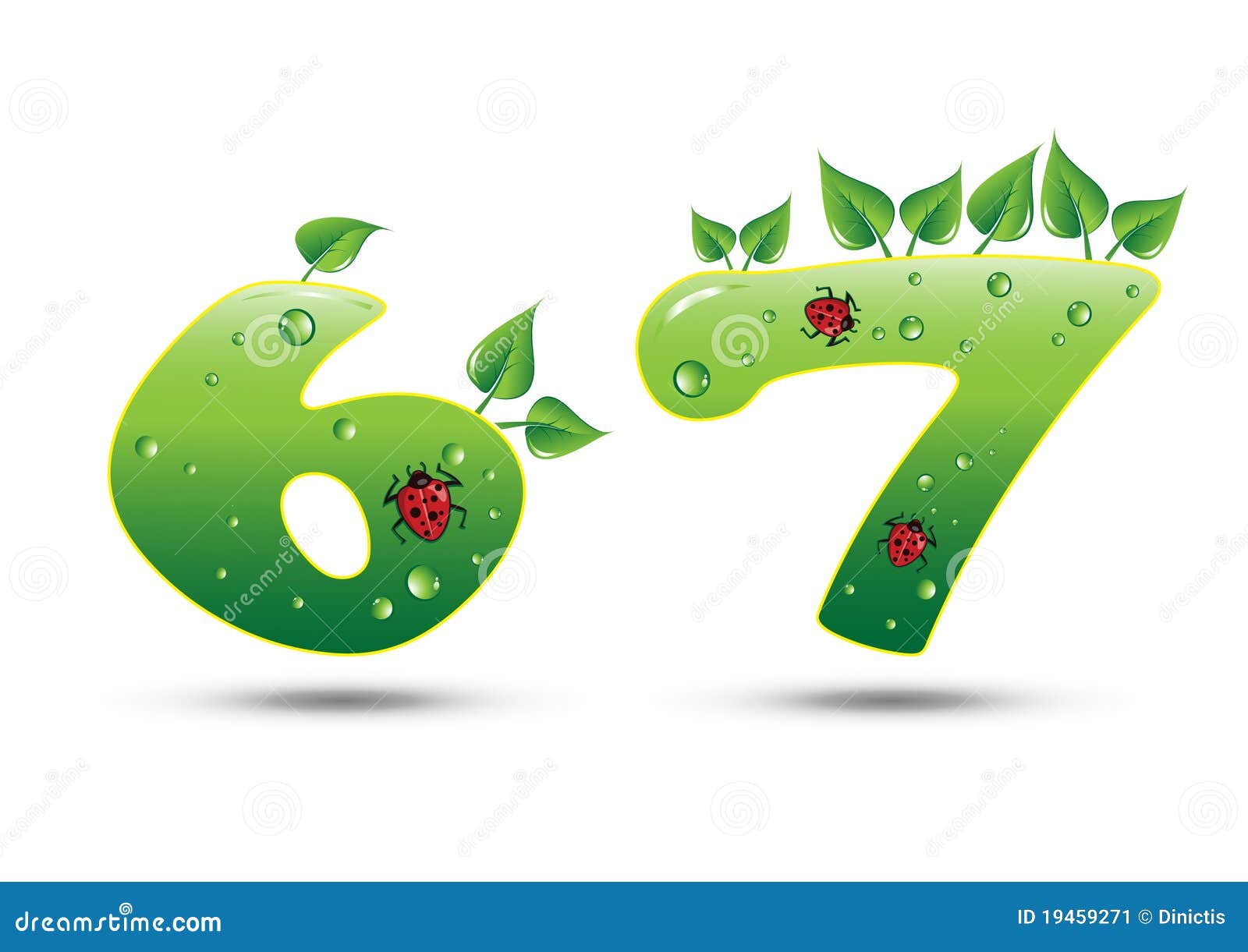 Numbers Six and Seven Green Nature Concept Stock Vector - Illustration ...