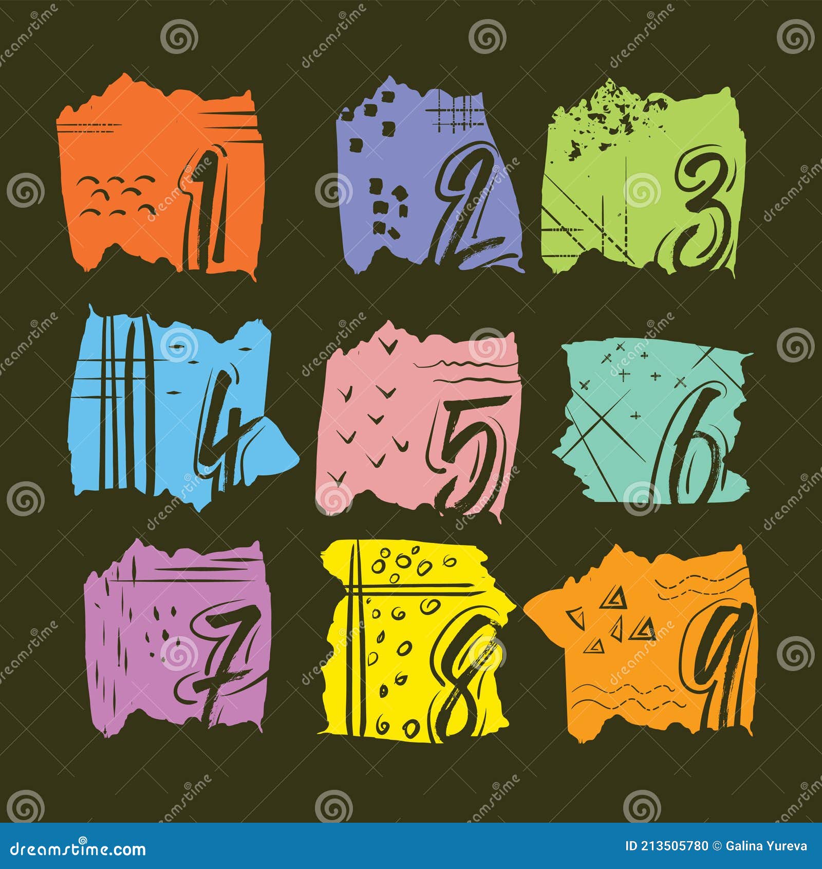 Numbers in Sketch Style and Abstract Backgrounds Stock Vector ...