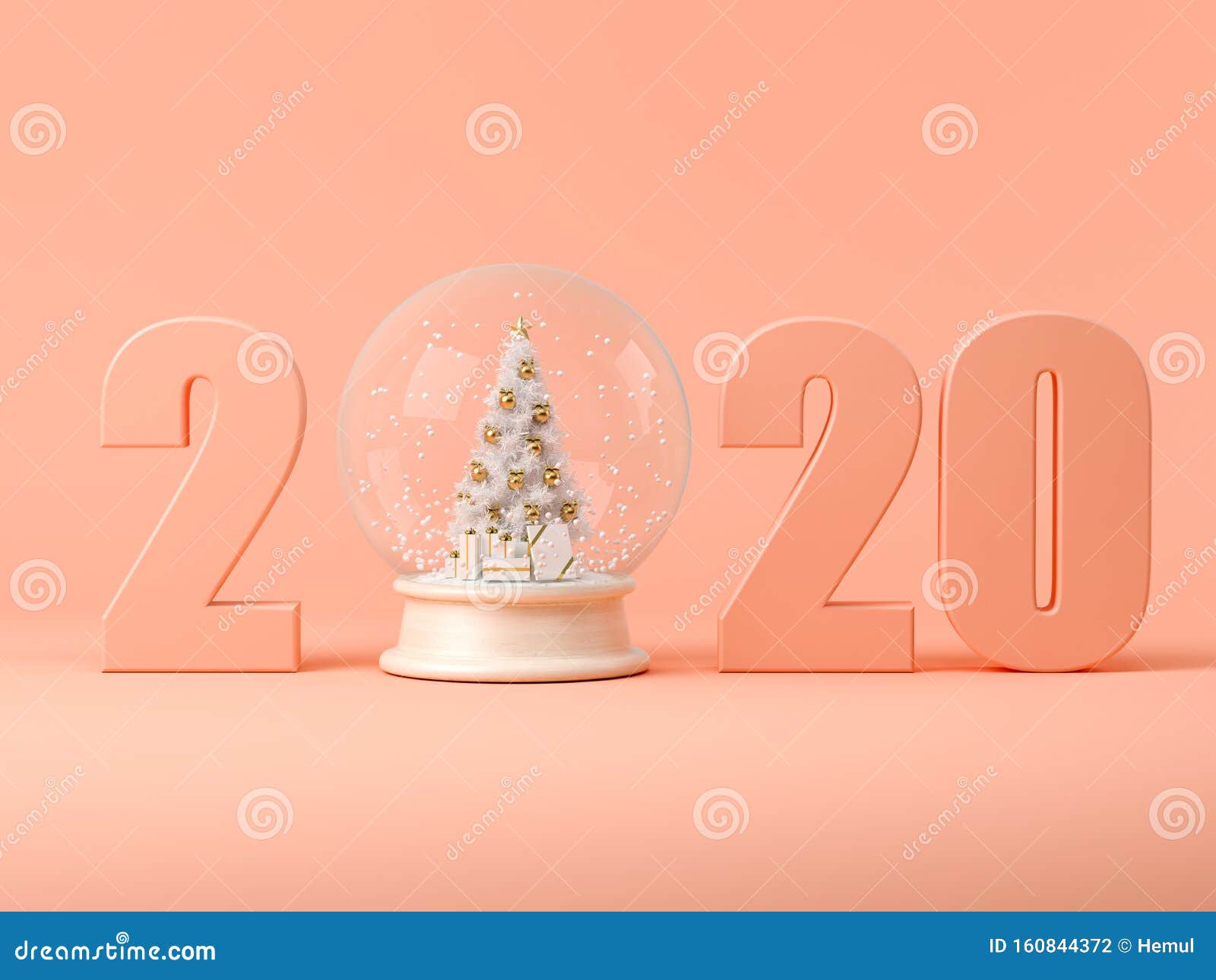 2019 Numbers with Snow Ball 3D Illustration Stock Illustration ...