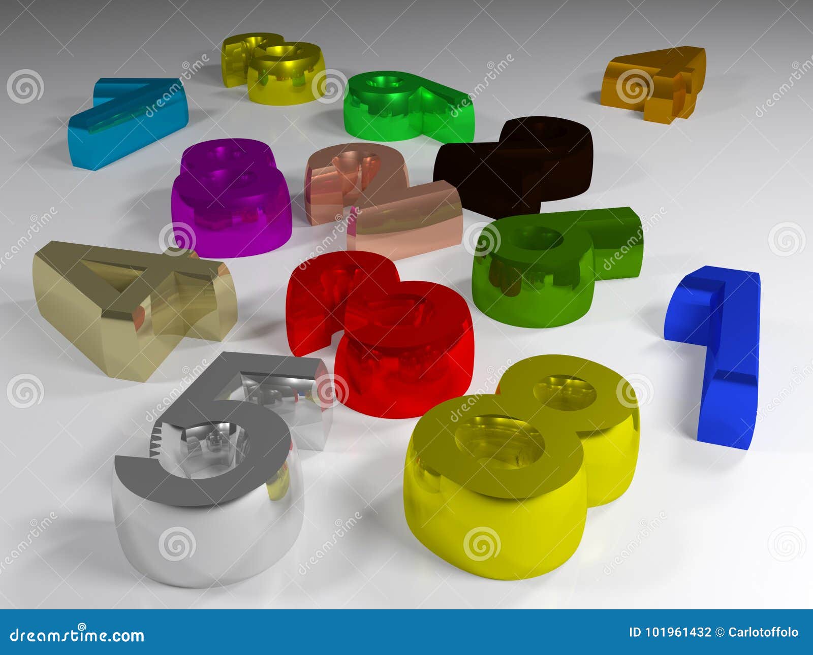 Numbers Spread on a White Table - 3D Rendering Stock Illustration ...