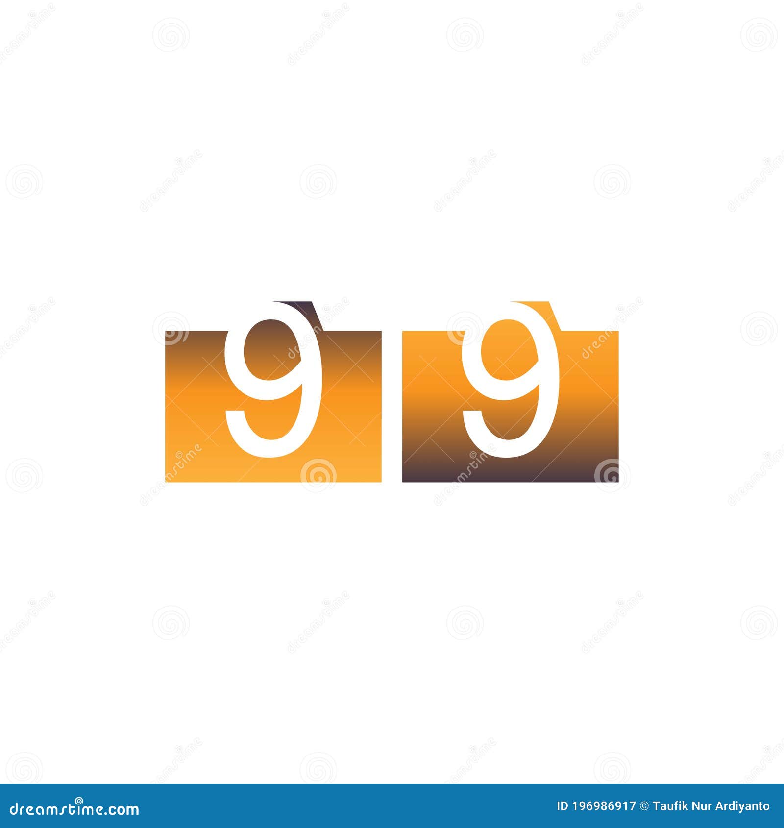 Numbers 9,9 on the Square Icon Template Stock Vector - Illustration of ...