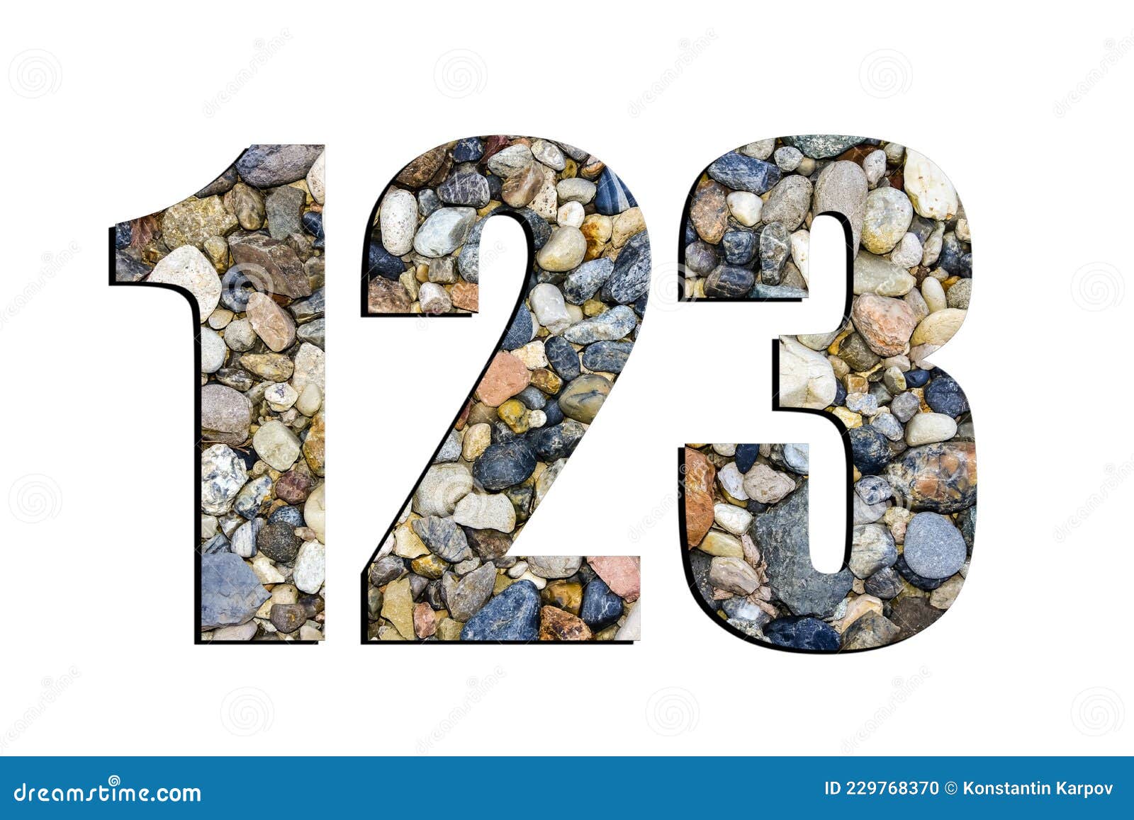 123 Numbers. Stone Design Alphabet, Collection of Letters Isolated on ...