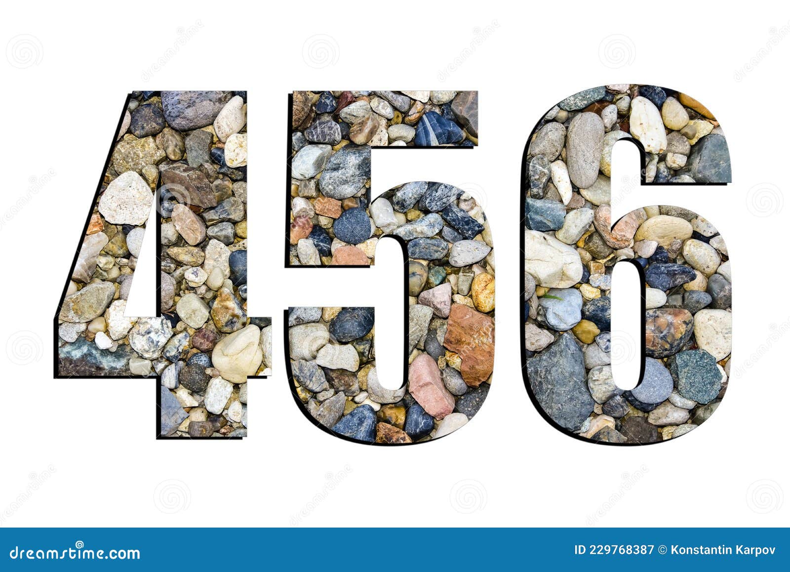 456 Numbers. Stone Design Alphabet, Collection of Letters Isolated on ...