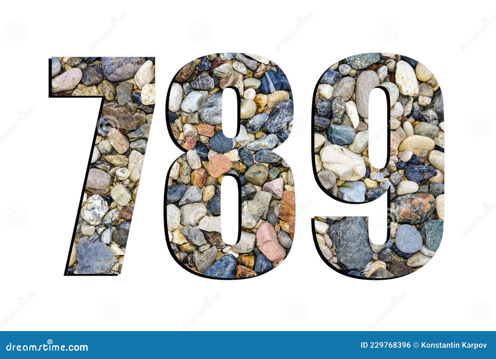 789 Numbers. Stone Design Alphabet, Collection of Letters Isolated on ...