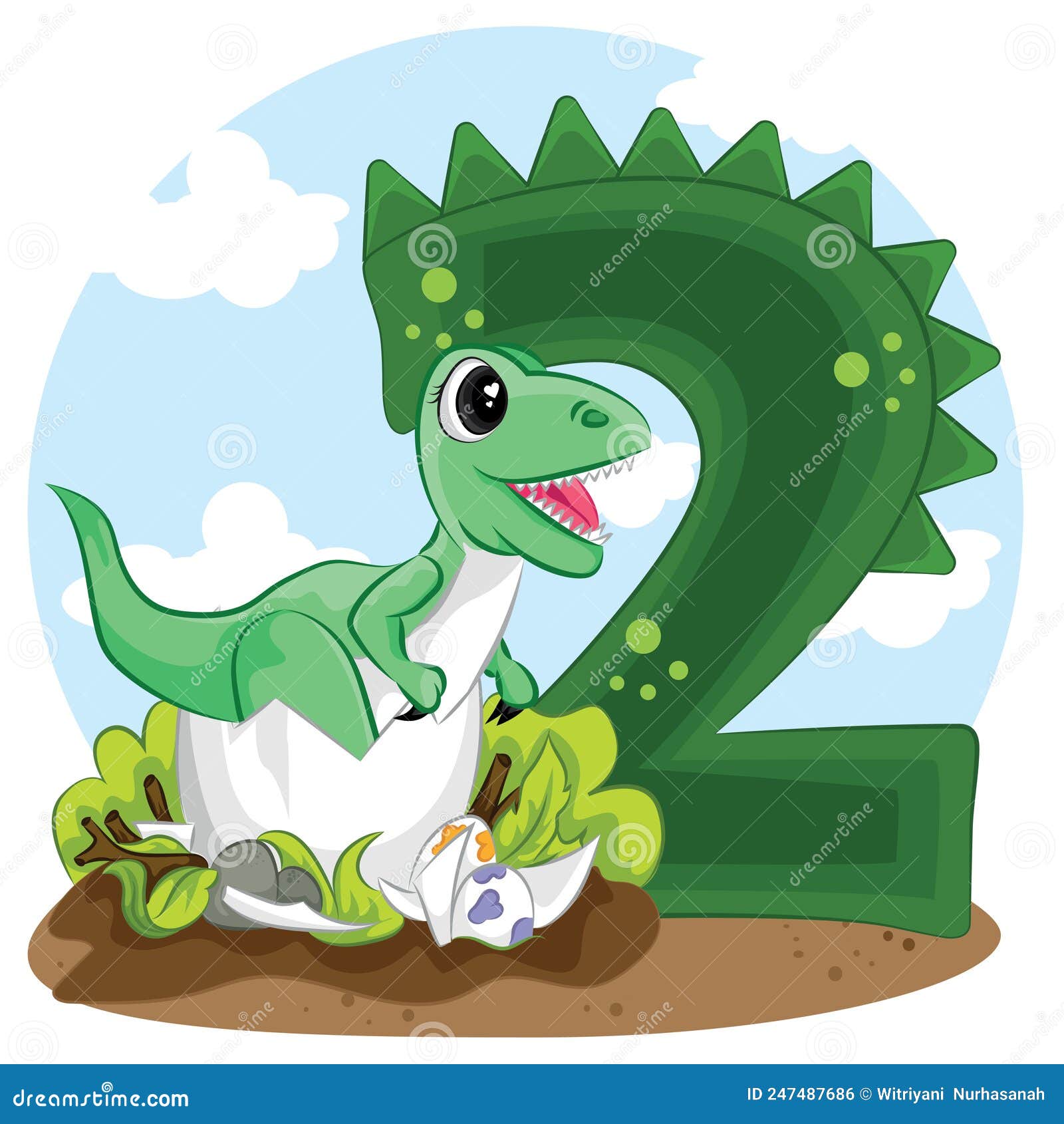 Numbers 2 in the Style of Dino Tyrannosaurus Stock Vector ...