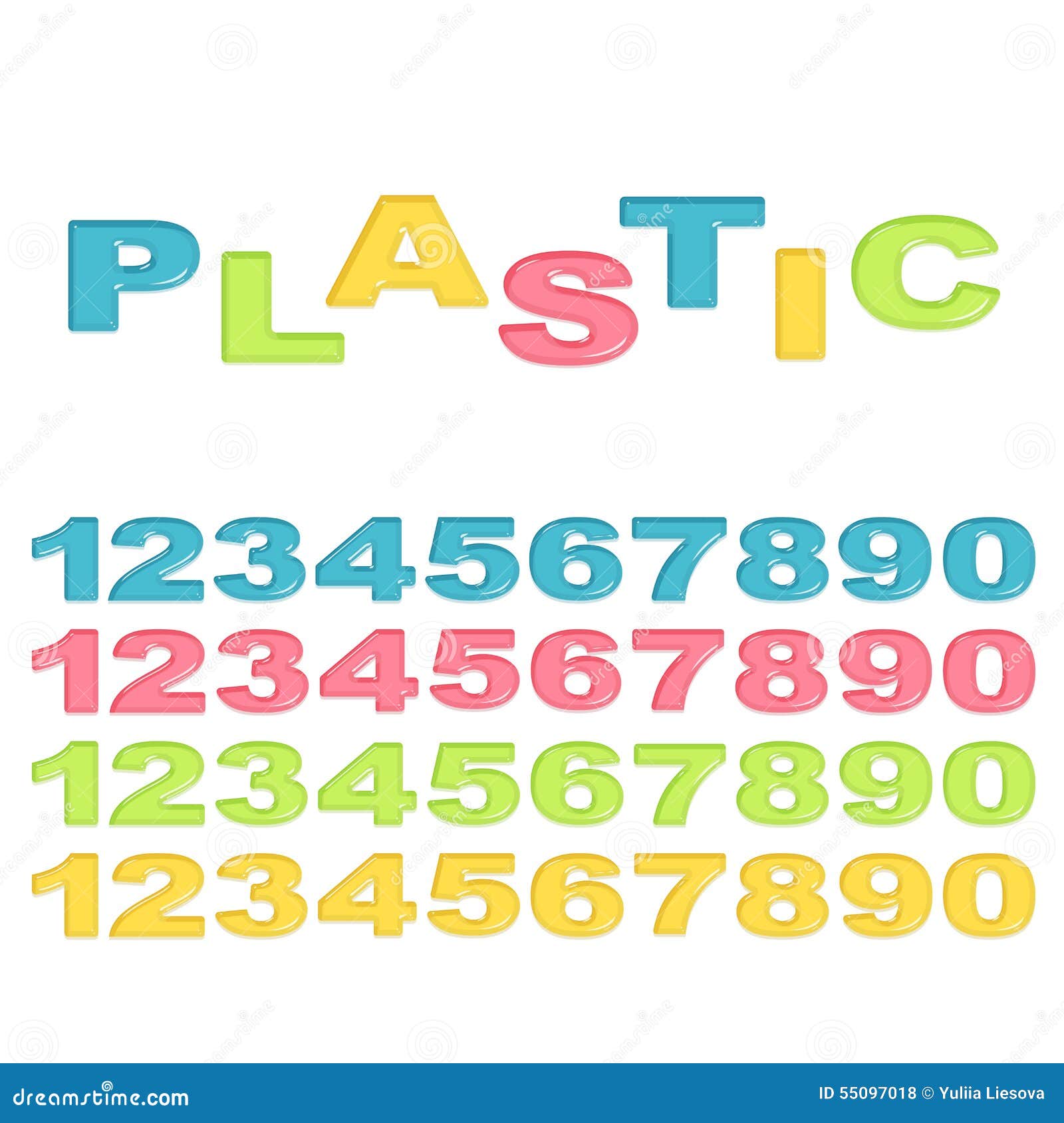 Numbers Stylized Colorful Plastic Stock Vector - Illustration of ...