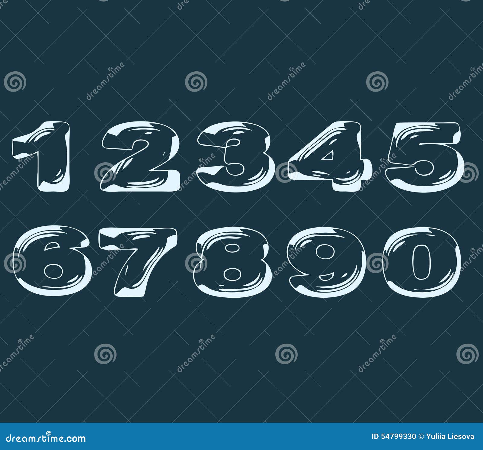Numbers Stylized Liquid Transparent Effect Stock Vector - Illustration ...