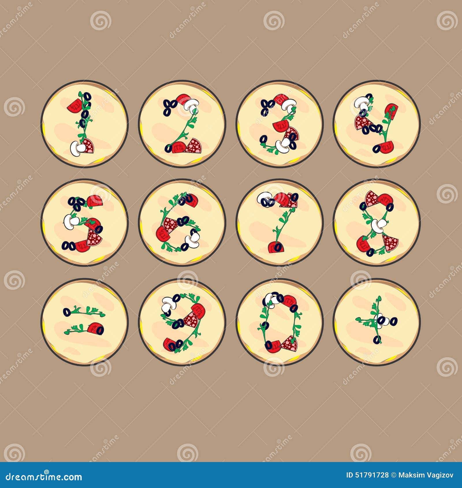 Numbers And Symbols Of The Components Vector Illustration ...