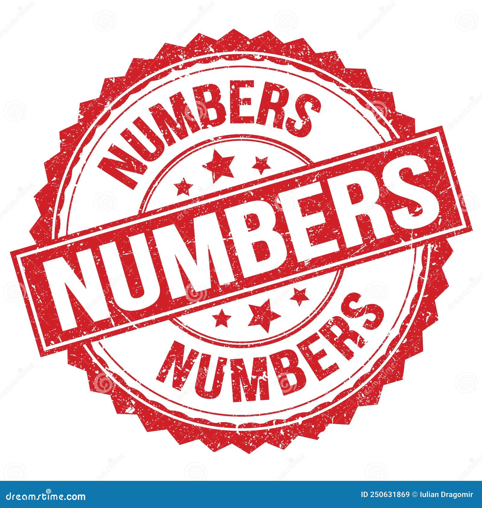 NUMBERS Text on Red Round Stamp Sign Stock Illustration - Illustration ...