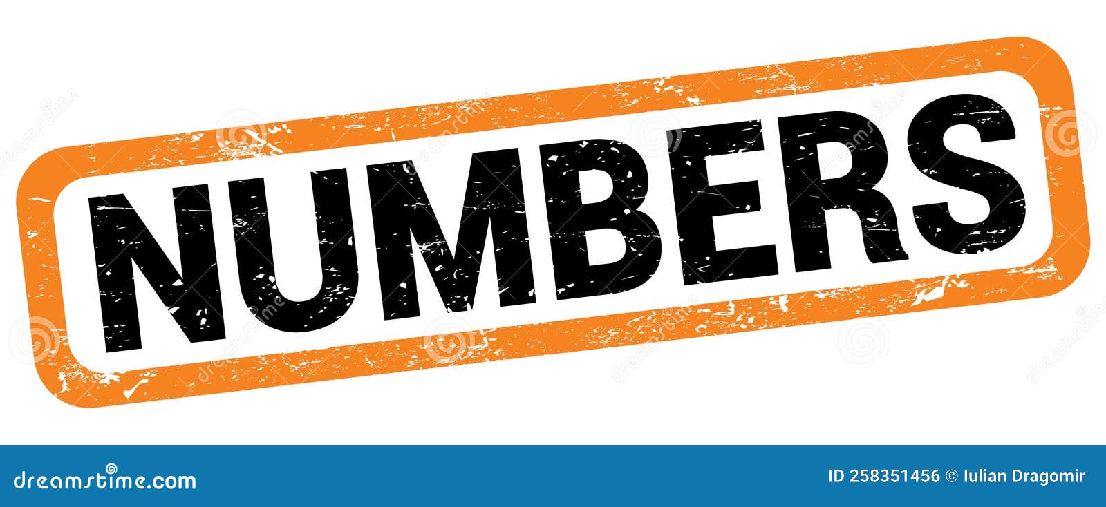 NUMBERS Text Written on Orange-black Rectangle Stamp Stock Illustration ...