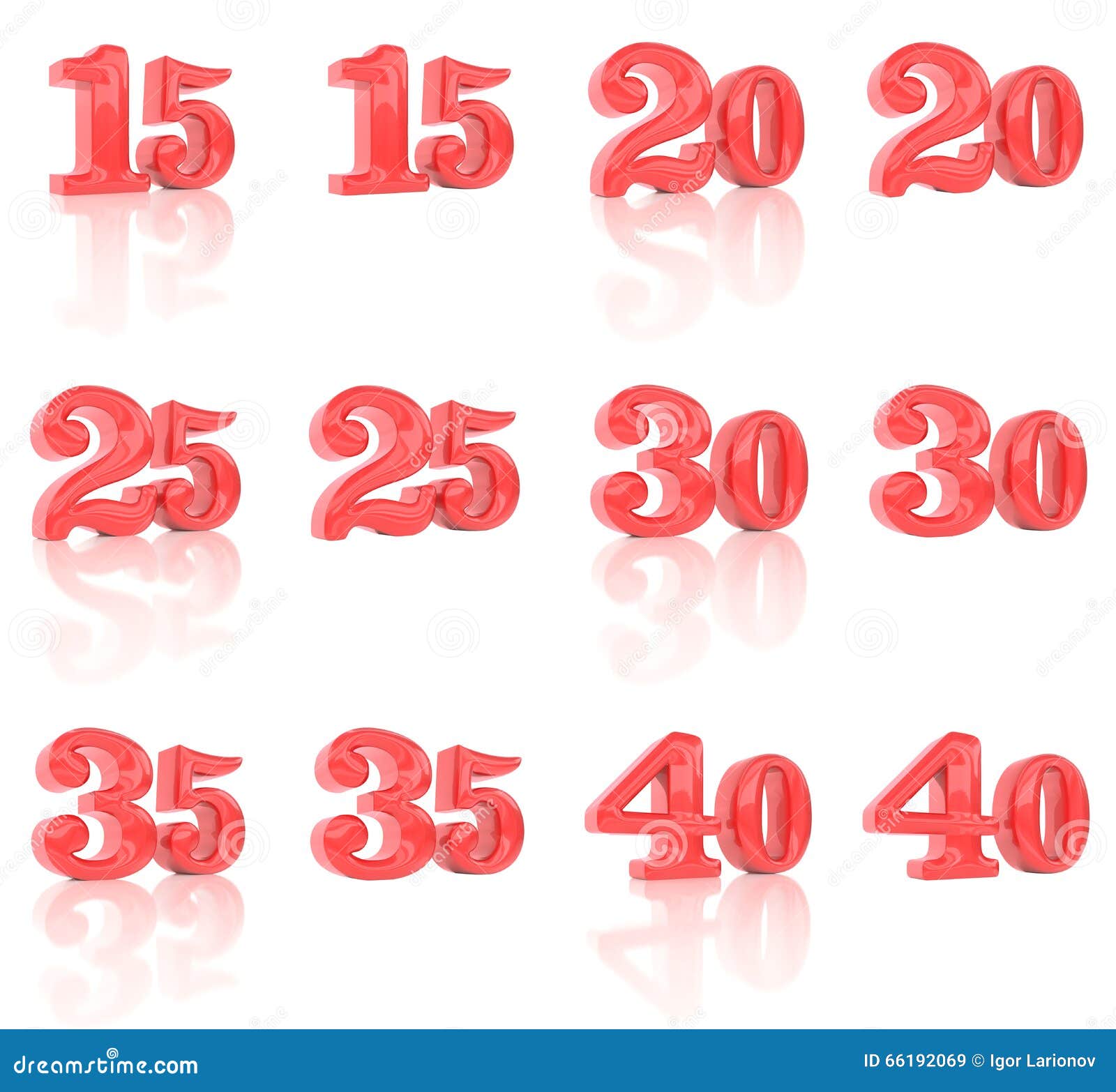 The Numbers in the Three-dimensional Image 15 To 40 Stock Illustration ...