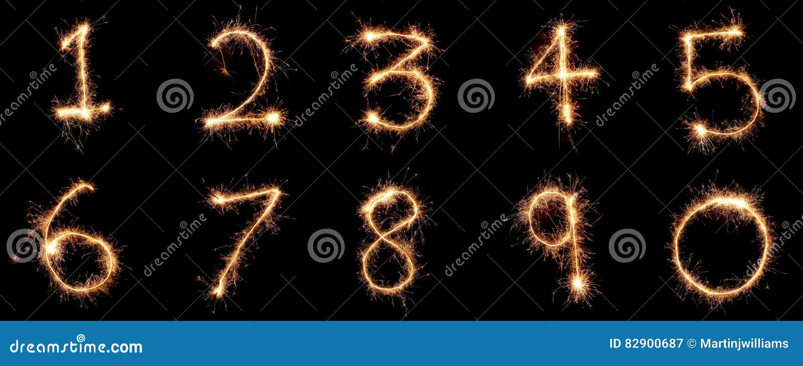 Numbers 1 To 10 Created Using a Sparkler Stock Image - Image of ...