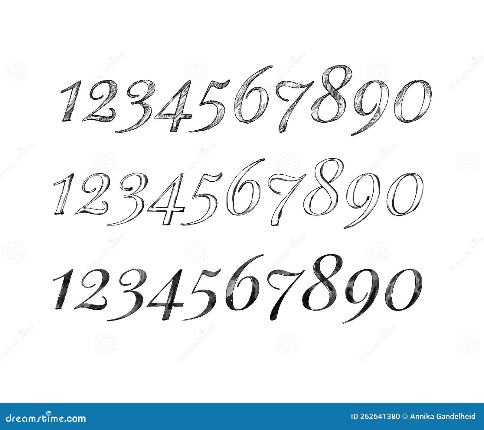 Numbers from 0 To 9 in Different Styles Stock Illustration ...