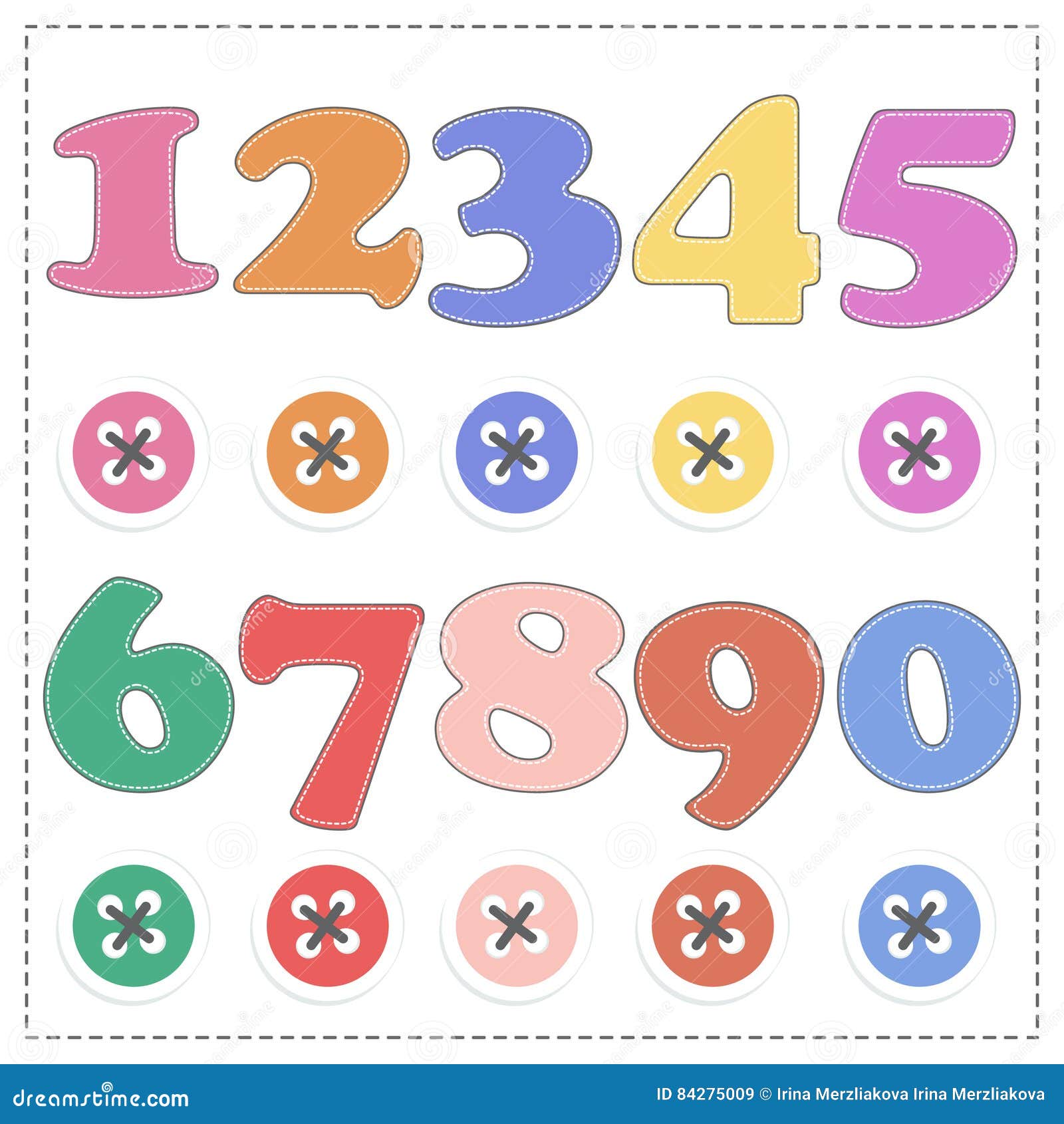 The Numbers From 1 To 9, Plush Mathematics Vector Cartoon ...