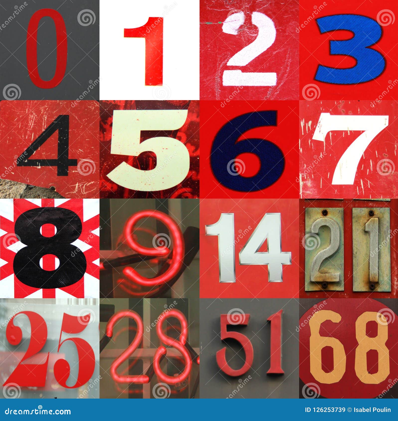 Numbers 0 To 15 in Red Tones Stock Image - Image of number, success ...
