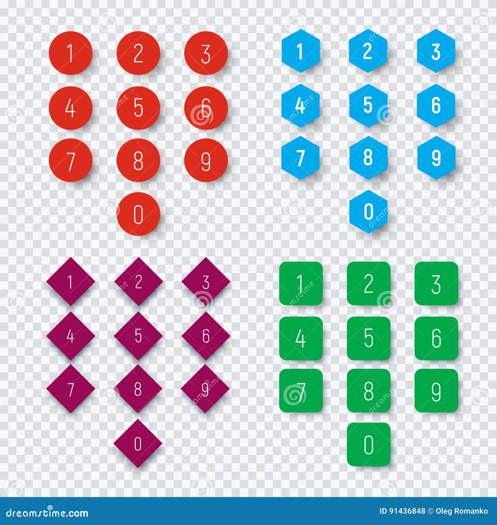 Square And Hexagonal Pyramid Geometric Shapes Set Vector Illustration ...