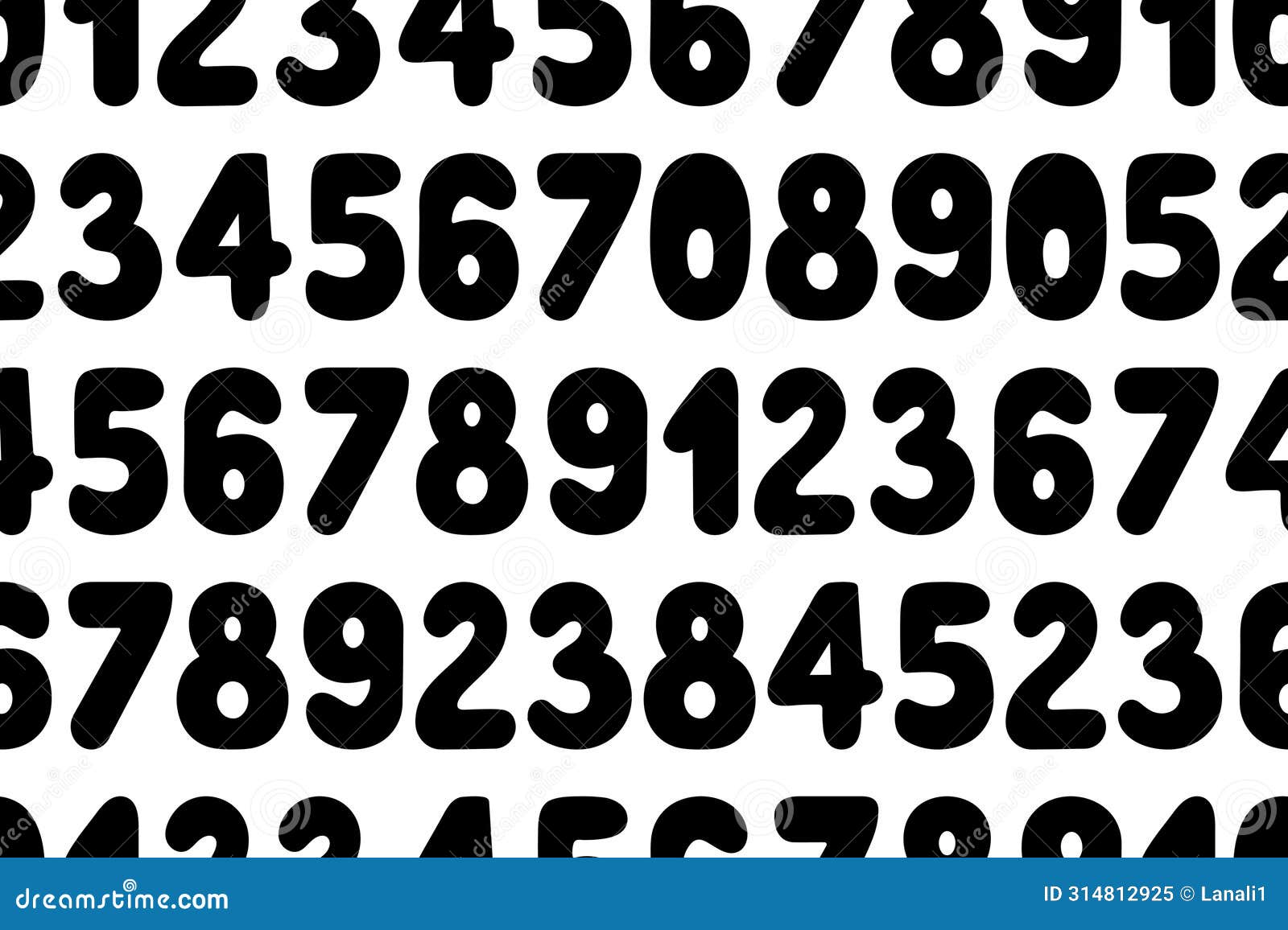 Numbers from 0 To 9. Silhouette. Horizontal Repeating Pattern. Seamless ...