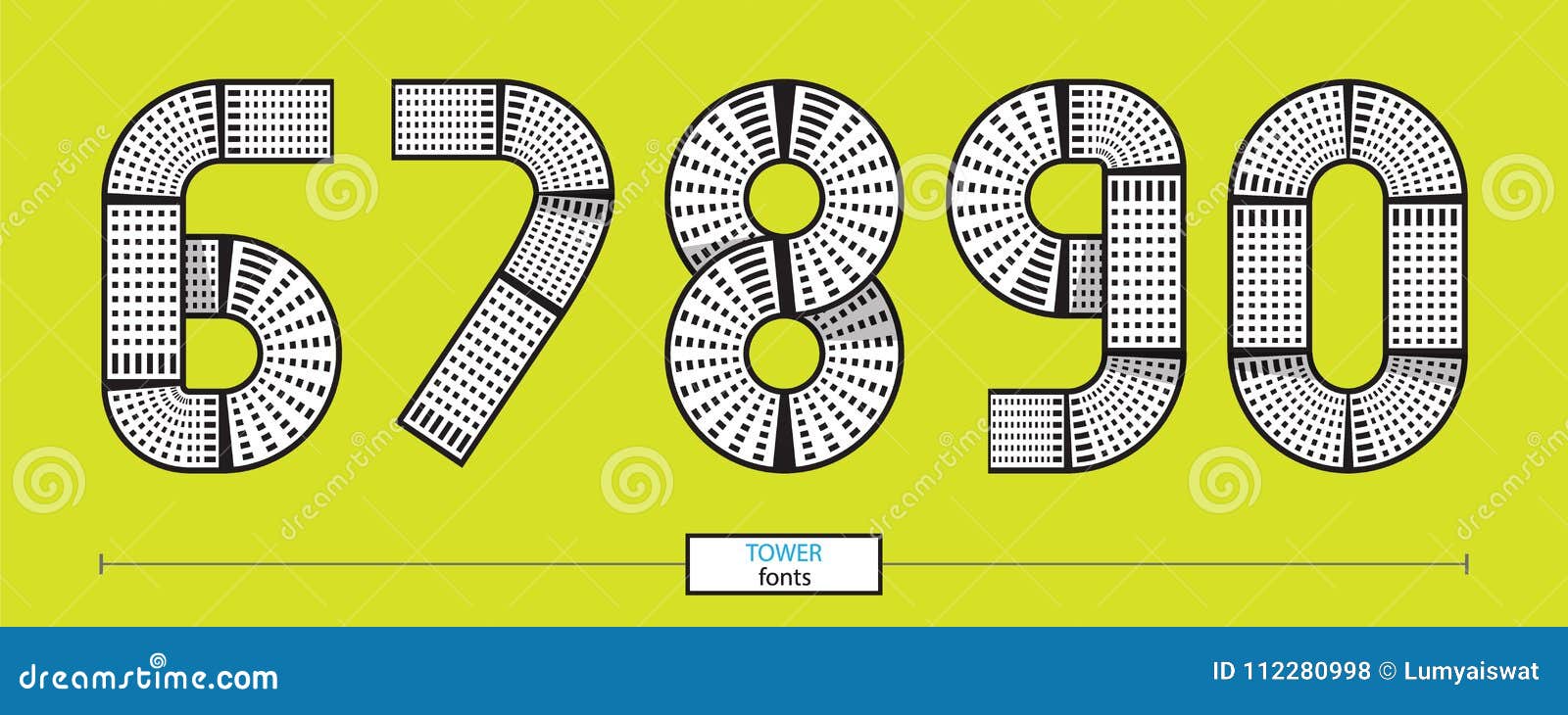 Numbers Tower Geometric Style in a Set 67890 Stock Vector ...