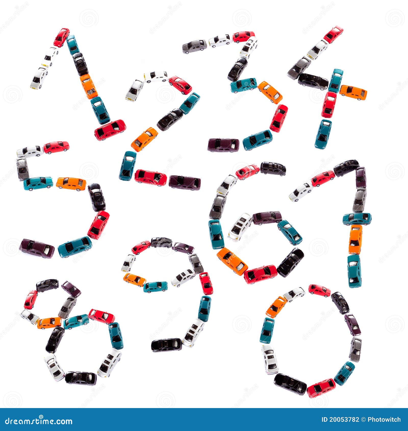 Numbers of toy cars stock photo. Image of collage, shapes - 20053782